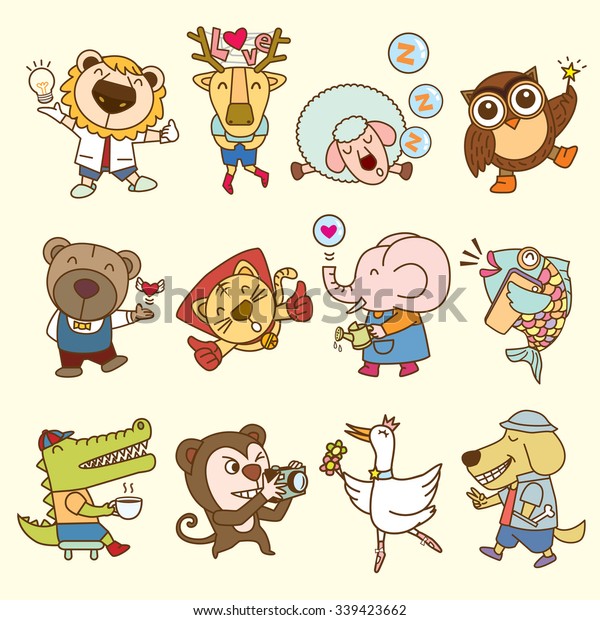 Animals Cartoon Action Vector Illustration Stock Vector (Royalty Free ...