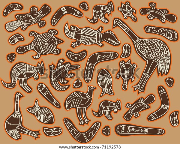 Animals Drawings Aboriginal Australian Style Stock Vector (Royalty Free ...