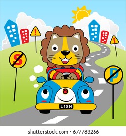 Animals Driver Lion Drive Car Vector Stock Vector (Royalty Free ...