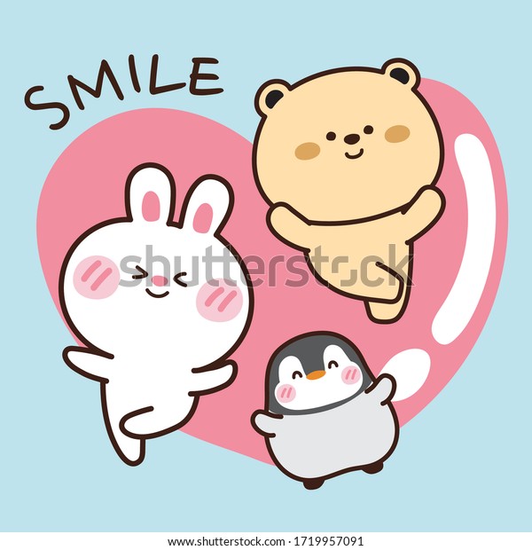 Animals Hand Drawn Heart On Blue Stock Vector (Royalty Free) 1719957091 ...