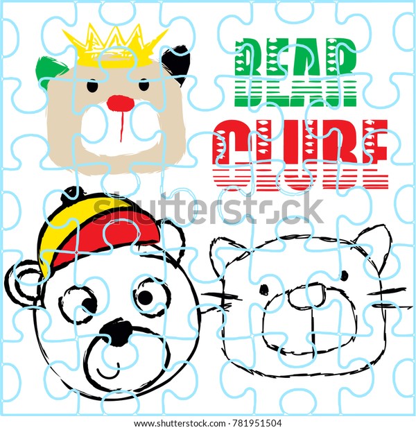 Animals Jigsaw Fuzzle Cartoon Vector Stock Vector (Royalty Free ...