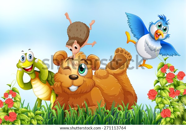 Animals Living Together Park Stock Vector (Royalty Free) 271113764 ...