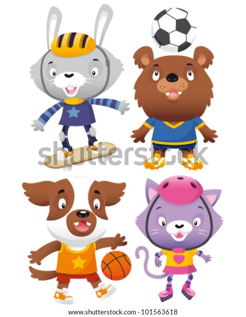 Animals Playing Sportssporty Animals Stock Vector (Royalty Free) 101563618