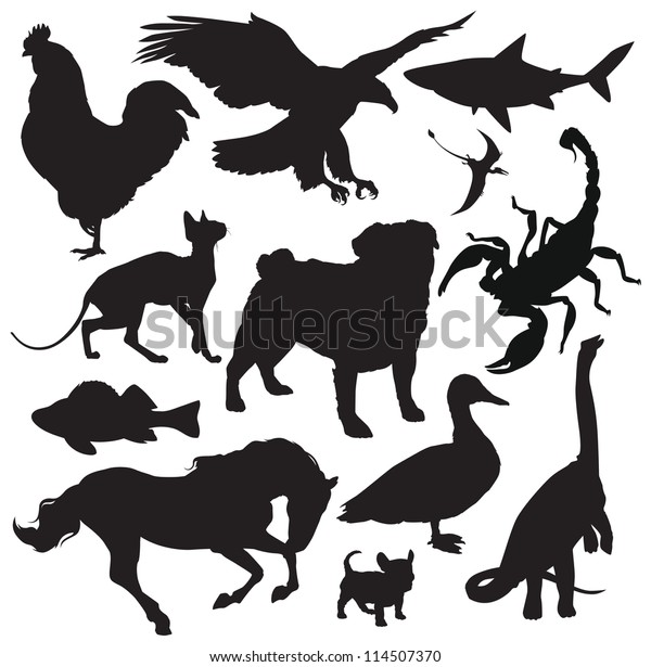 Animals Silhouette Stock Vector (Royalty Free) 114507370