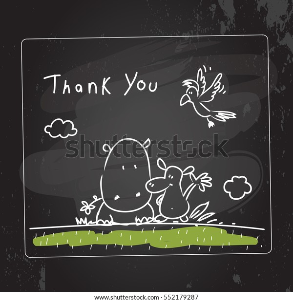 Animals Thank You Card Vector Illustration Stock Vector (Royalty Free ...