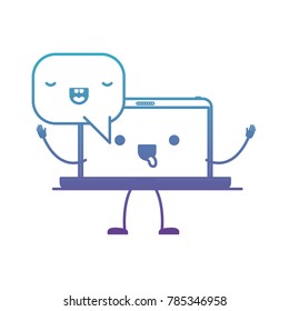 Animated Kawaii Laptop Computer Kawaii Speech Stock Vector (Royalty ...