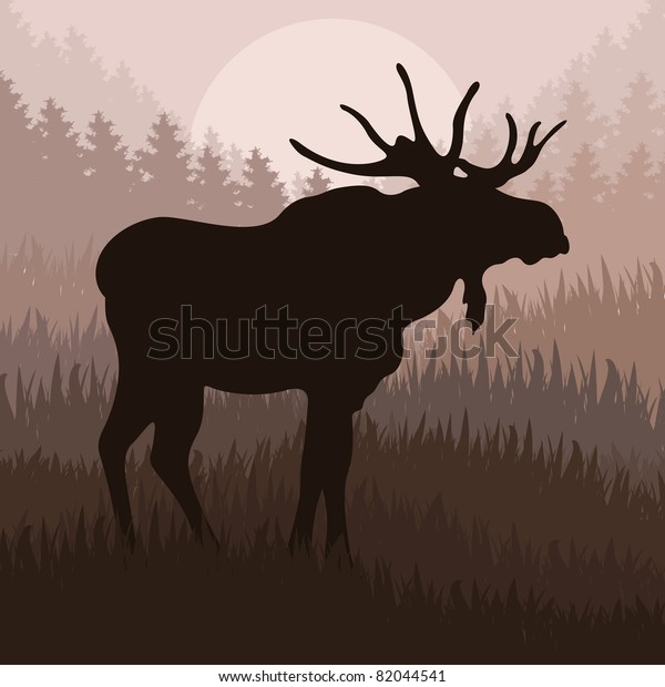 Animated Moose Wild Nature Landscape Illustration Stock Vector (Royalty ...