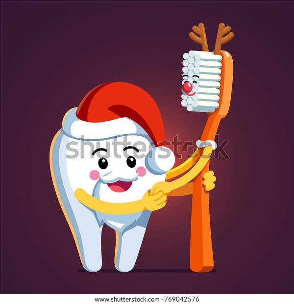 Animated Tooth Character Wearing Santa Claus Stock Vector (Royalty Free ...
