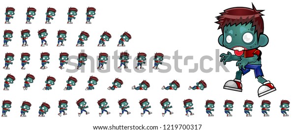 Vektor Stok Animated Zombie Game Characters Creating Halloween (Tanpa ...