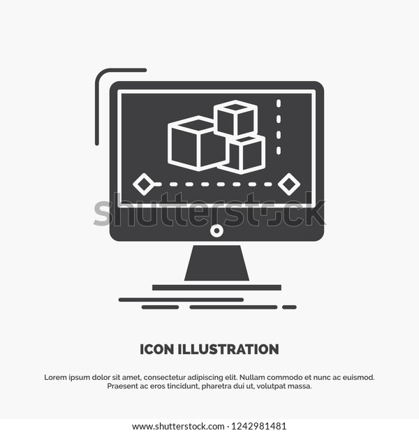 Animation Computer Editor Monitor Software Icon Stock Vector Royalty Free 1242981481