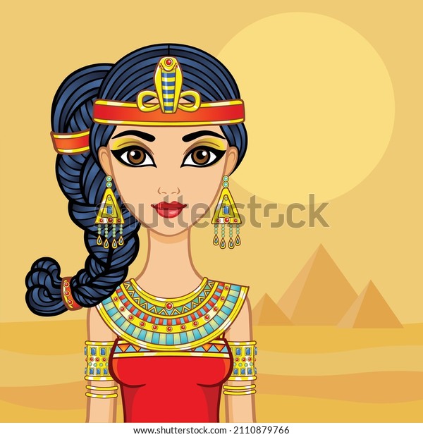Animation Egyptian Princess Ancient Clothes Gold Stock Vector (Royalty ...