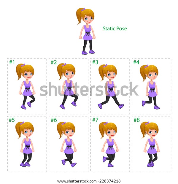 Animation Girl Walking Stock Vector (Royalty Free) 228374218 | Shutterstock