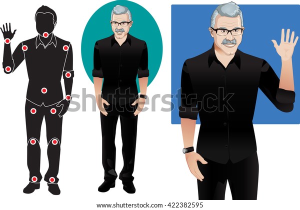 Animation Old Man Character Formal Shirt Stock Vector (Royalty Free ...