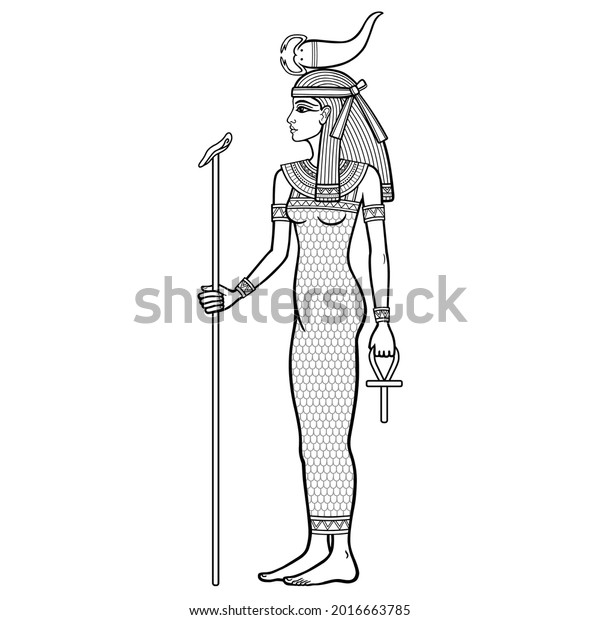 Animation Portrait Ancient Egyptian Goddess Selket Stock Vector ...