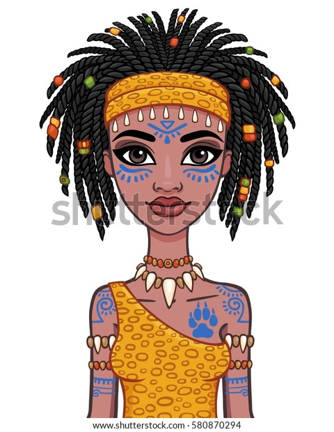Animation Portrait Girl Amazon Vector Illustration Stock Vector ...