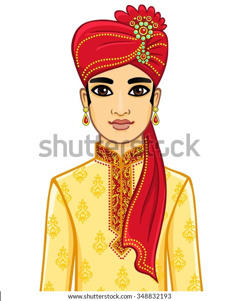 Animation Portrait Indian Man Isolated On Stock Vector (Royalty Free ...