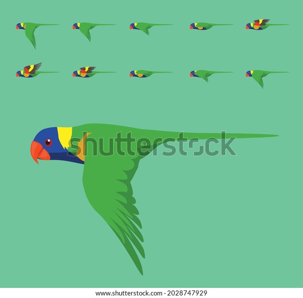 Animation Rainbow Lorikeet Flying Cute Cartoon Stock Vector (Royalty ...