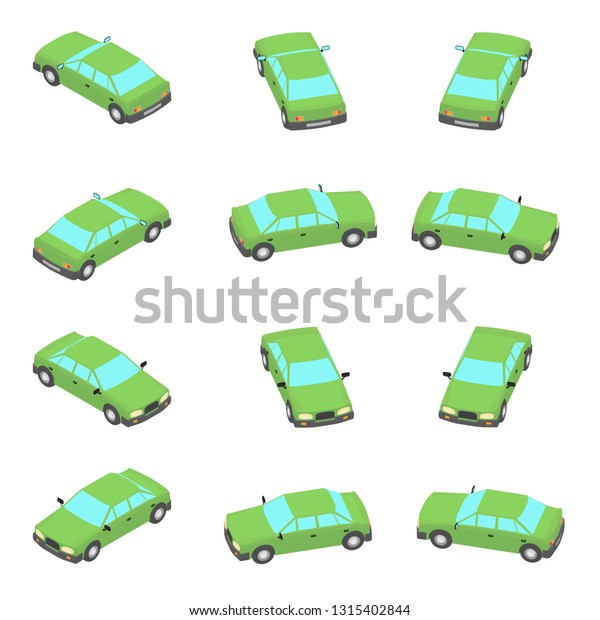 Animation Rotation Car Isometric View Green Stock Vector (Royalty Free ...