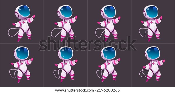 Animation Sprite Sheet Walking Cute Astronaut 库存矢量图（免版税）2196200265 ...