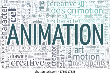 Animation Word Cloud Isolated On White Stock Vector (Royalty Free ...