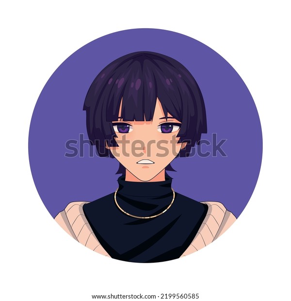 Anime Boy Portrait Isolated Icon Stock Vector (Royalty Free) 2199560585 ...