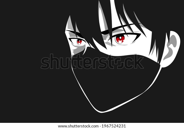 Anime Face Ninja Red Eyes On Stock Vector (Royalty Free) 1967524231
