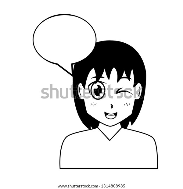 Anime Girl Talk Speech Bubble Stock Vector (Royalty Free) 1314808985 ...