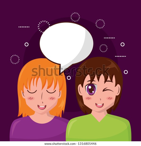 Anime Girls Talking Stock Vector (Royalty Free) 1316805446 | Shutterstock