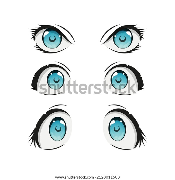 Anime Manga Faces Set Different Expressions Stock Vector (Royalty Free ...