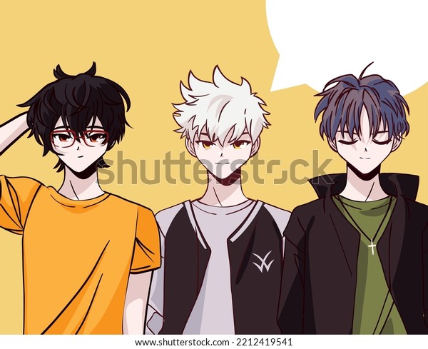 Anime Teenagers Men Comic Design Stock Vector (Royalty Free) 2212419541 ...