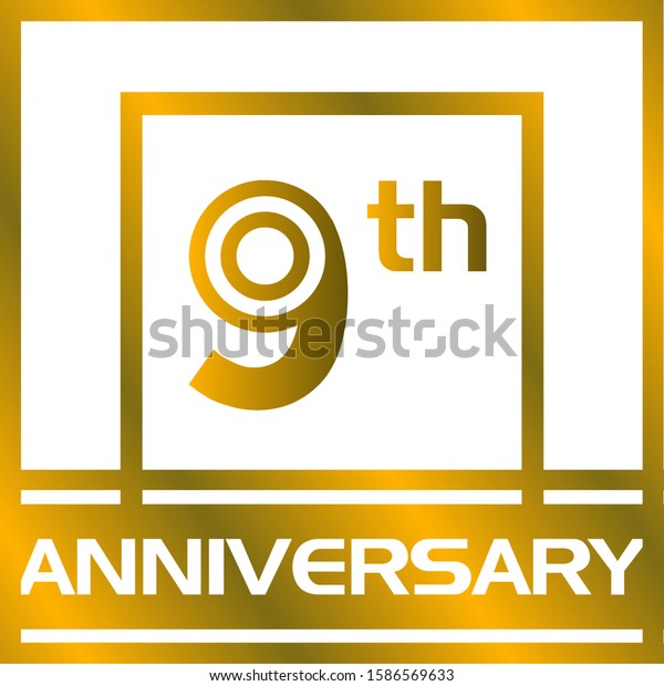 Anniversary 9th Gold Color Simple Vector Stock Vector (Royalty Free ...