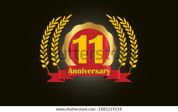Anniversary Celebration Background 11th Number Gold Stock Vector ...