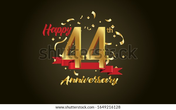 Anniversary Celebration Background 44th Number Gold Stock Vector ...