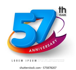 Anniversary Emblems 57 Anniversary Template Design Stock Vector ...