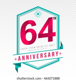 Anniversary Emblems 64 Anniversary Template Design Stock Vector ...