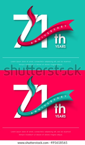 Anniversary Emblems 71 Anniversary Template Design Stock Vector ...