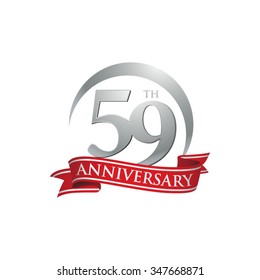 Anniversary Ring Logo Red Ribbon 59 Stock Vector (Royalty Free ...