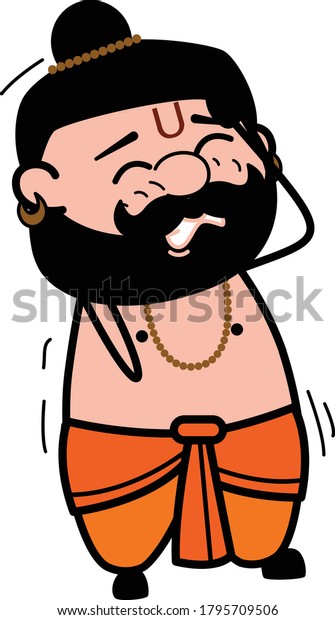 Vektor Stok Annoyed Pandit Cartoon Vector Character Design (Tanpa ...