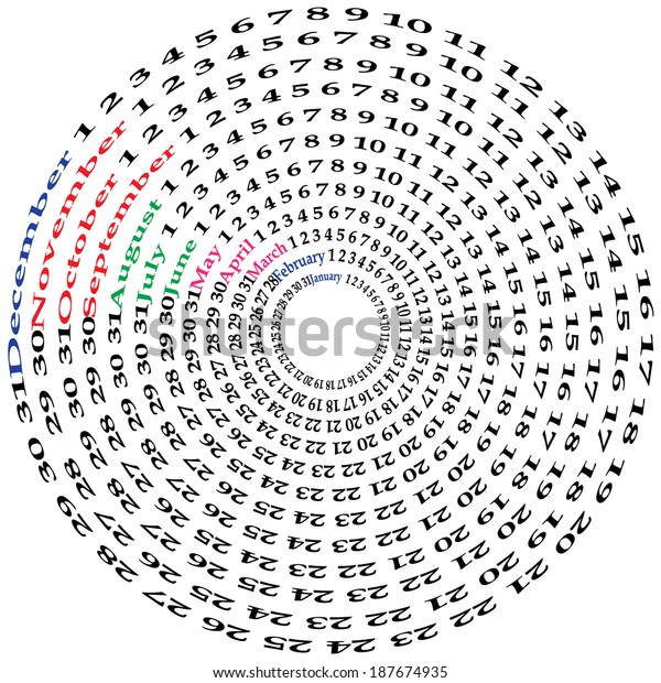 Annual Gregorian Calendar Vector Illustration: เวกเตอร์สต็อก (ปลอดค่า ...