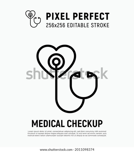 Annual Medical Checkup Thin Line Icon Stock Vector (Royalty Free ...