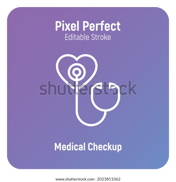 Annual Medical Checkup Thin Line Icon Stock Vector (Royalty Free ...
