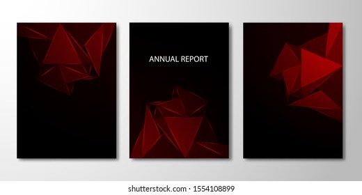 Annual Report Template Set Black Background Stock Vector (Royalty Free ...