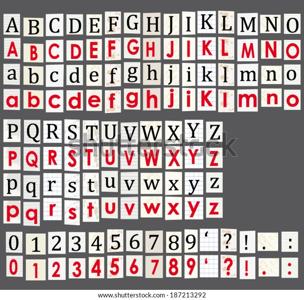 Anonymous Alphabet Numbers Letters Cut Newspapers Stock Vector (Royalty ...