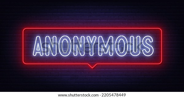 Anonymous Neon Sign Speech Bubble On Stock Vector (Royalty Free ...