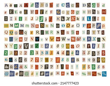 Anonymous Newspaper Letters Numbers Set Vector Stock Vector (Royalty ...