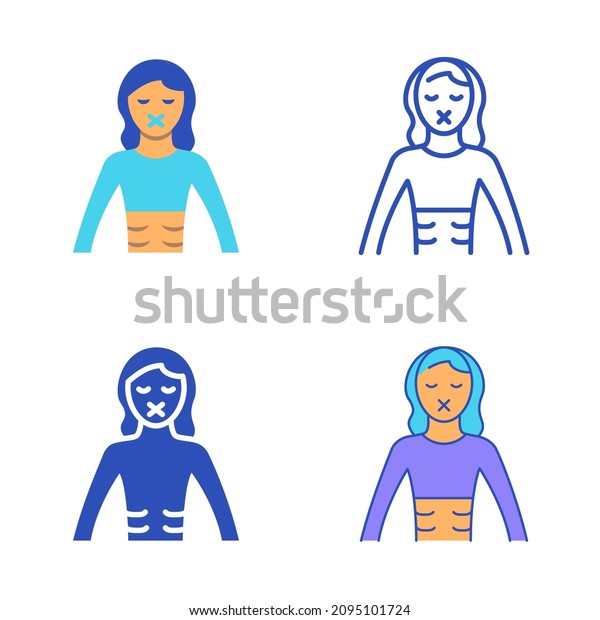 Anorexia Icon Set Flat Line Style Stock Vector (Royalty Free ...