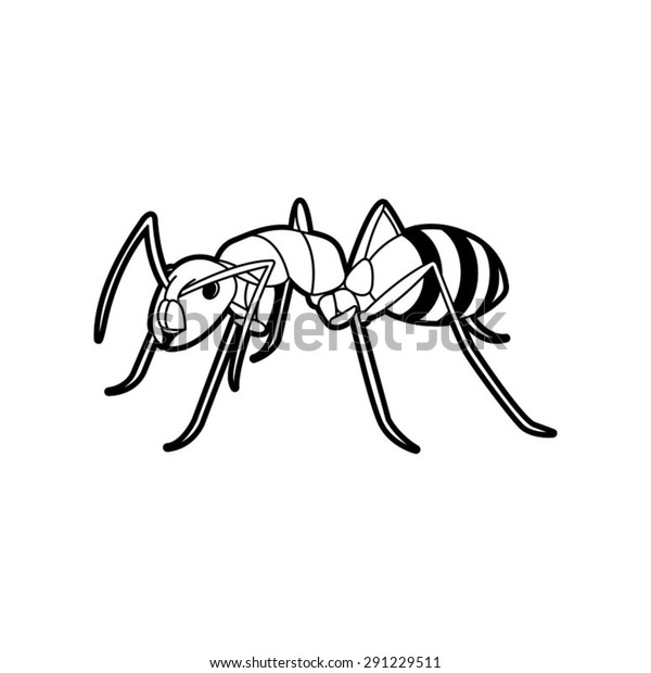 Ant Black Outline Stock Vector (Royalty Free) 291229511