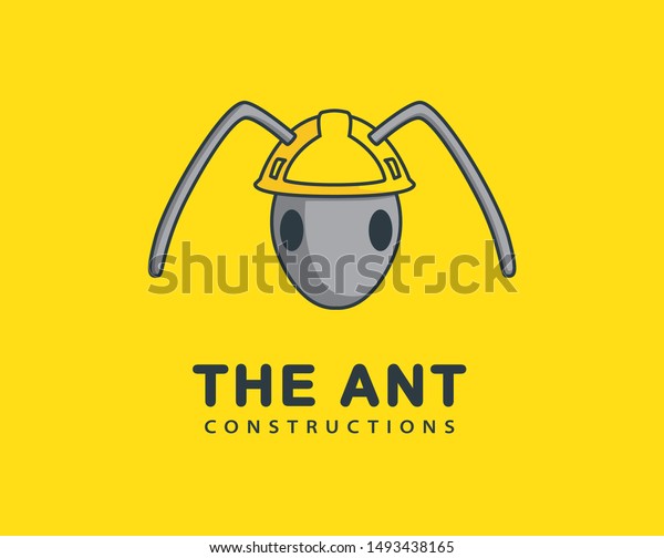 Ant Builder Helmet Character Illustrationlogo Construction Stock Vector ...