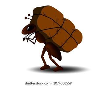Ant Carries Heavy Load Stock Vector (Royalty Free) 1074838559 ...
