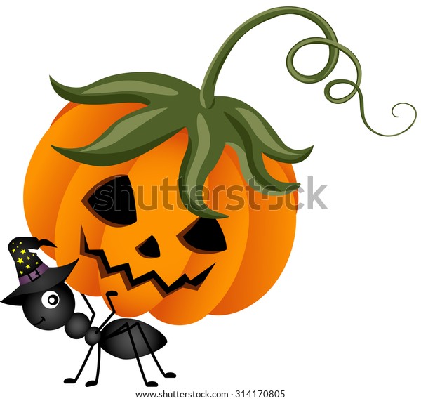 Ant Carrying Halloween Pumpkin Stock Vector (Royalty Free) 314170805 ...